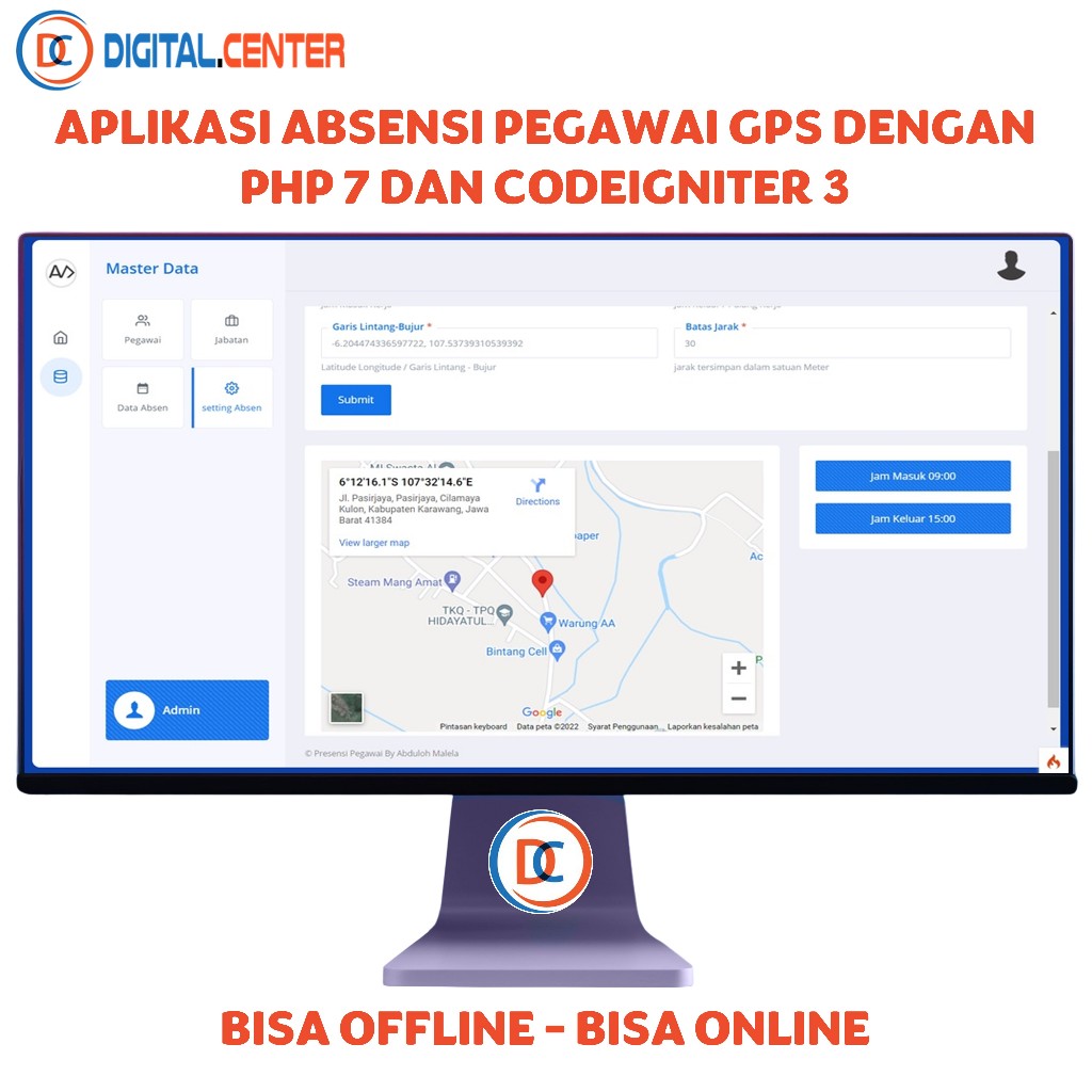 Jual APLIKASI ABSENSI PEGAWAI GPS DENGAN PHP 7 DAN CODEIGNITER 3 ...