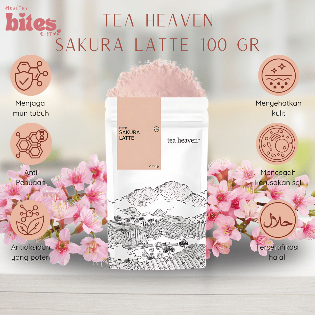 Jual Sakura Latte 100gr Tea Heaven Japanese Sakura Bubuk Sakura Asli ...