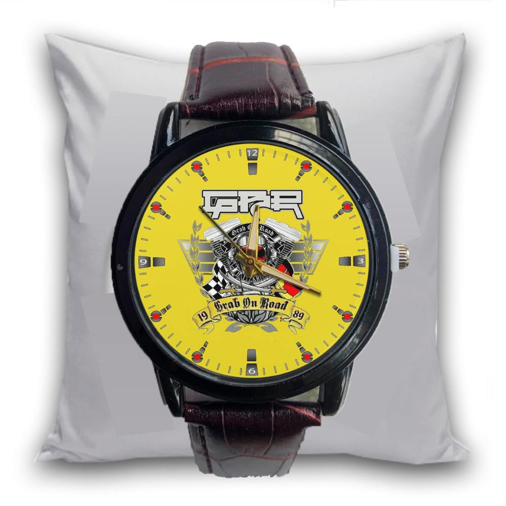Jual Jam Tangan Pria GBR GRAB ON ROAD LOGO Kulit Coklat Formal Bisnis ...