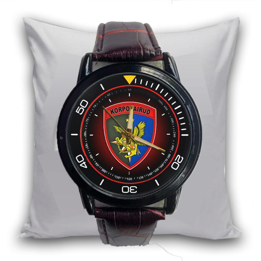 Jual Jam Tangan Pria KORPOLAIRUD TNI LOGO Kulit Coklat Formal Bisnis ...