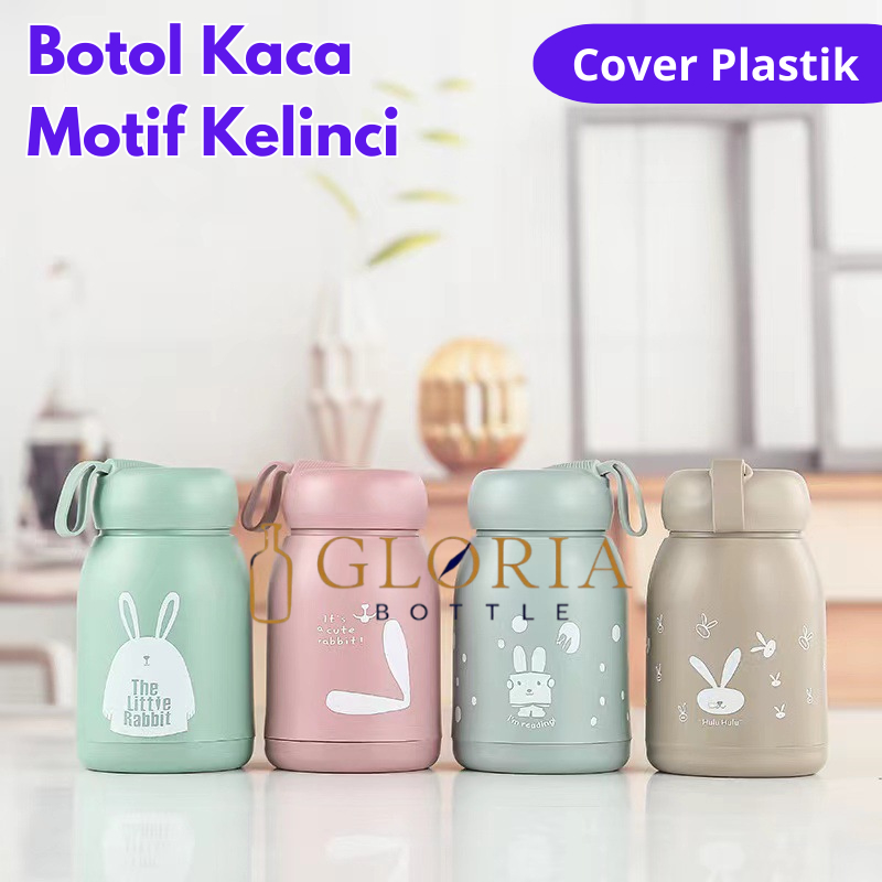 Jual Botol Minum Kaca Mini Kelinci 330ml Anti-Bocor Tahan Pecah Botol ...