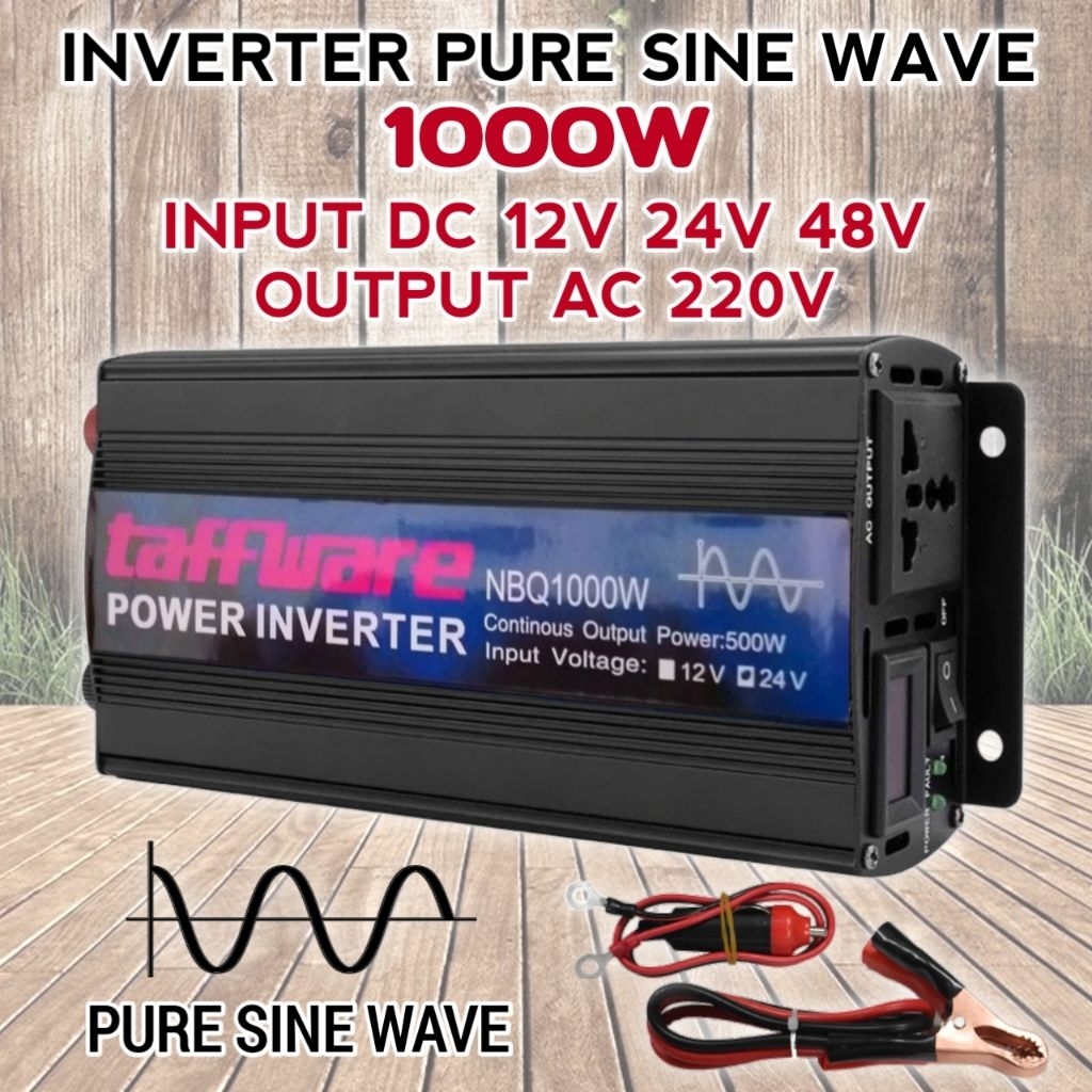 Jual Inverter DC ke AC Pure Sine Wave 1000 Watt DC 12V 24V 48V to AC 220V Taffware Car Power ...