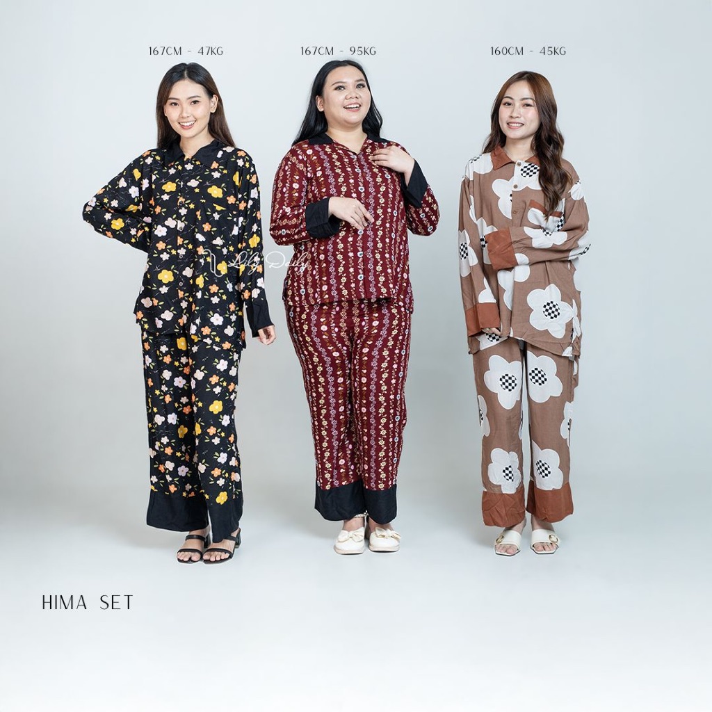 Jual Hima Set Kancing Rayon Motif Kekinian Setcel Panjang Setelan ...