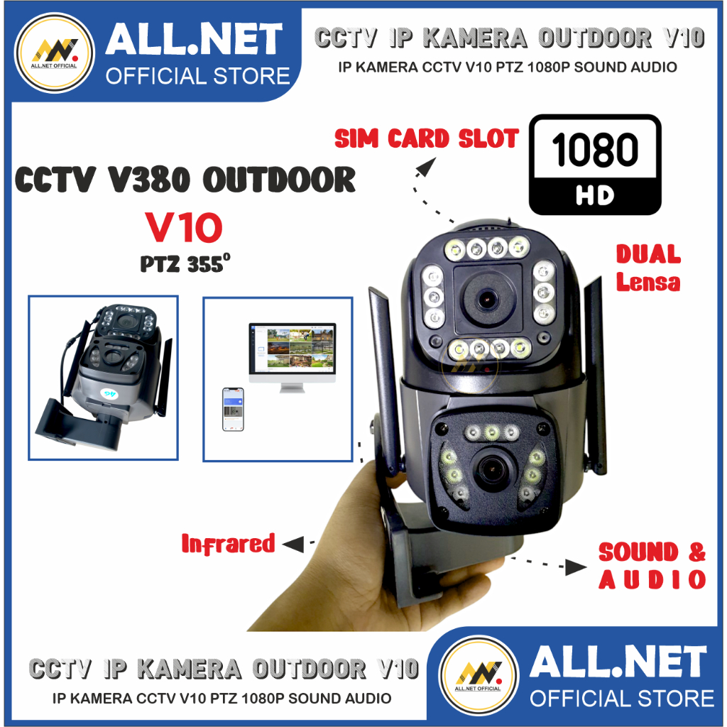 Jual 4G CCTV Outdoor Dual Lens Camera HD Wi-Fi Night Vision Lensa Ganda ...
