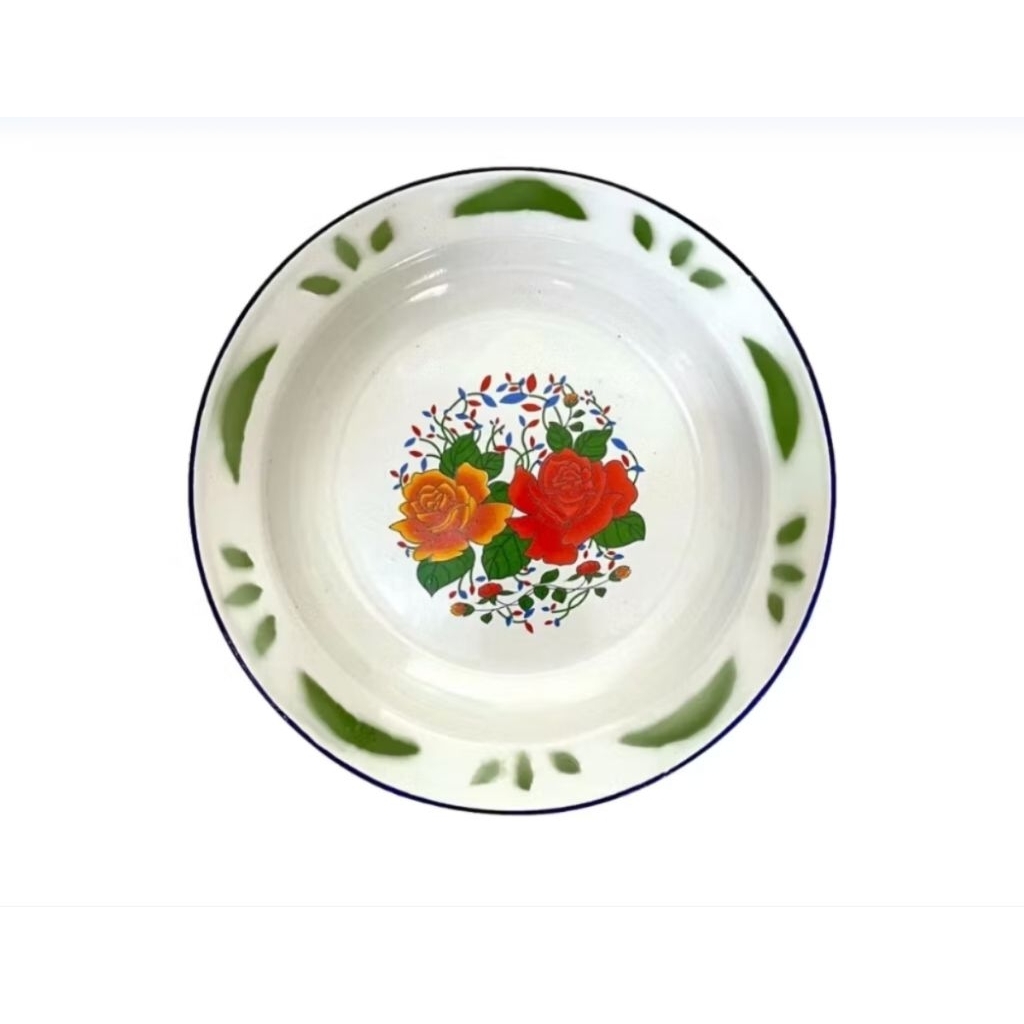 Jual PIRING SENG ENAMEL,PIRING JADUL MOTIF BUNGA ANTI PECAH UKURAN 22CM ...