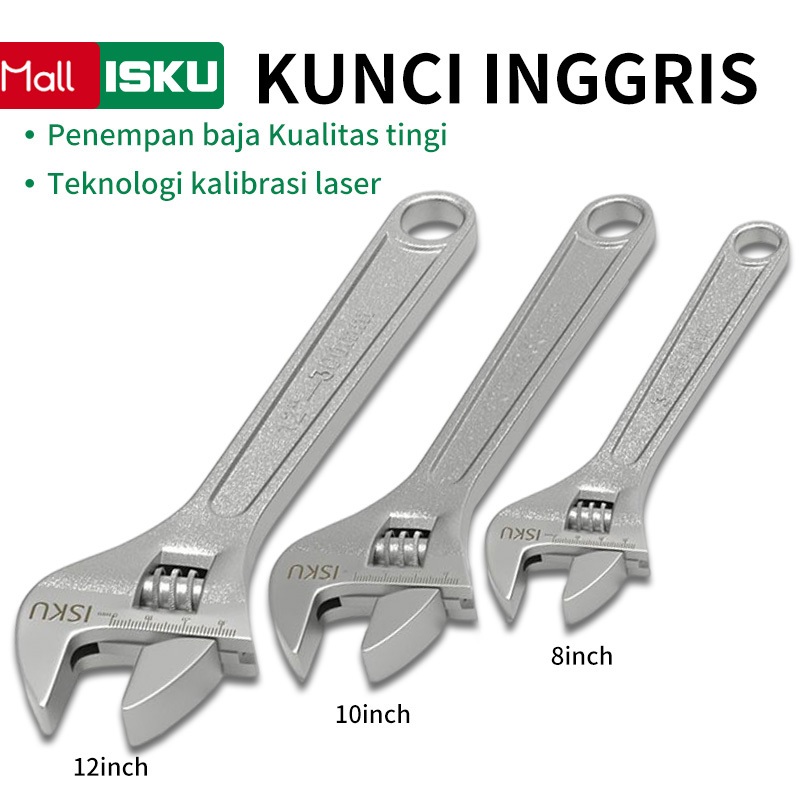 Jual ISKU Kunci Inggris 10 Inch Adjustable Wrench Panjang 250mm Bahan ...