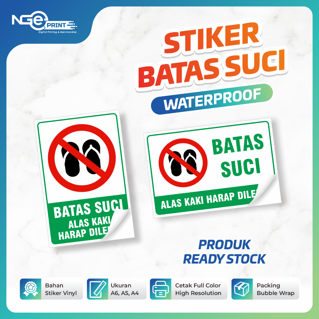 Jual stiker vinyl anti air BATAS SUCI SEPATU SANDAL DILEPAS /sticker ...