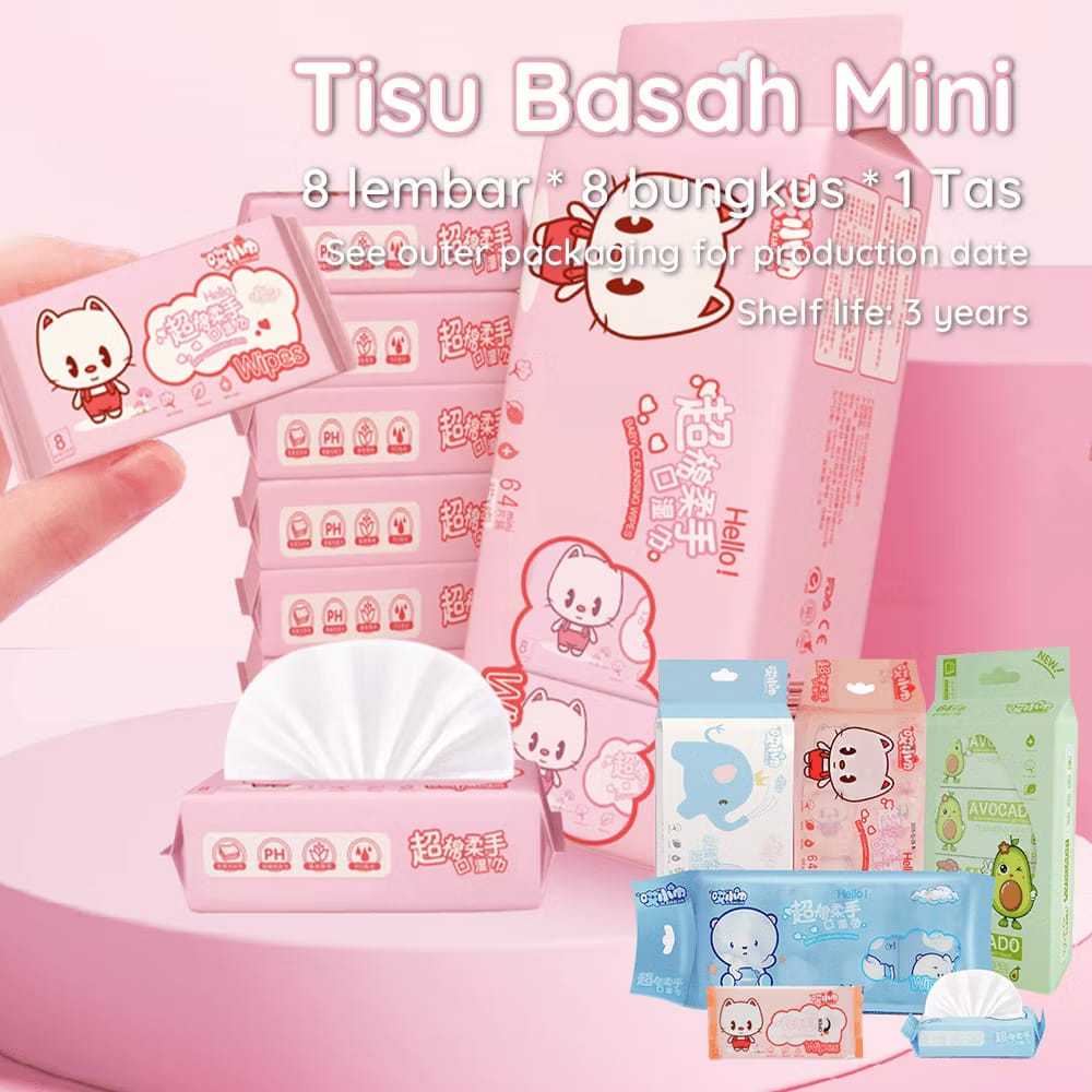 Jual Tissue Basah Mini / Tisu Basah Travel Pack (1Pack isi 8 Bungkus ...