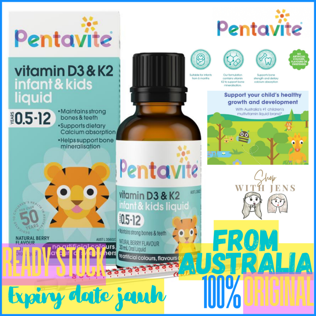 Jual Pentavite D3 & K2 Vitamin Kids Infant Liquid 30ml Kalsium Untuk ...