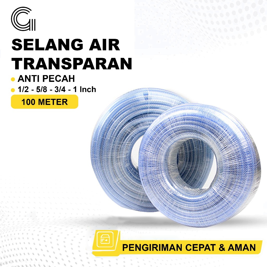 Jual SELANG GEMUK Selang Air 1/2 5/8 3/4 1 Inch 100 Meter Selang Air Transparan Bening Selang ...