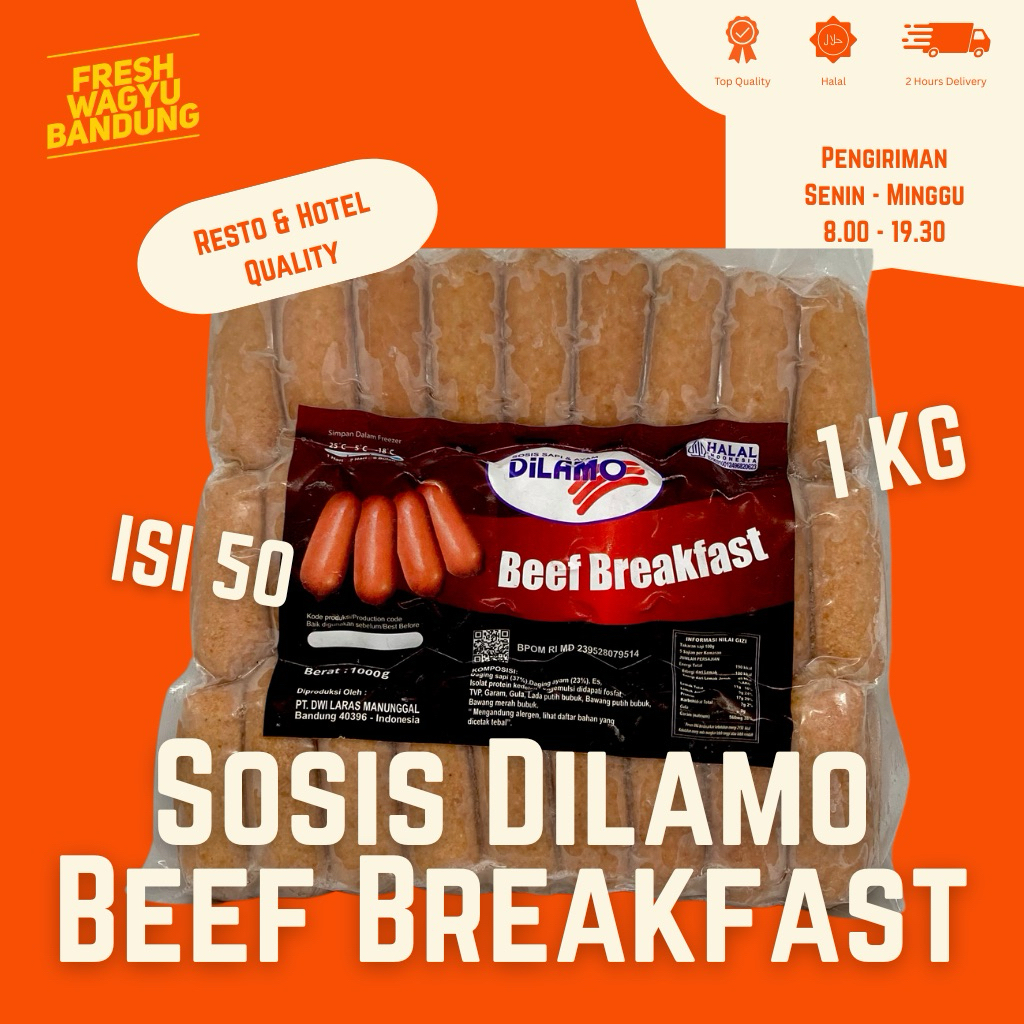 Jual DILAMO BEEF BREAKFAST SOSIS SAPI HALAL PREMIUM 1KG | Shopee Indonesia