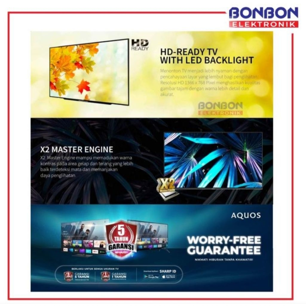 Jual Sharp LED Digital TV 24 Inch 2T C24GD1500i (New Type) AQUOS DVB-T2 ...