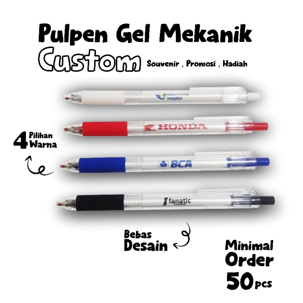 Jual Pulpen Mekanik Gel Custom Logo | Souvenir Promosi Seminar Gift ...
