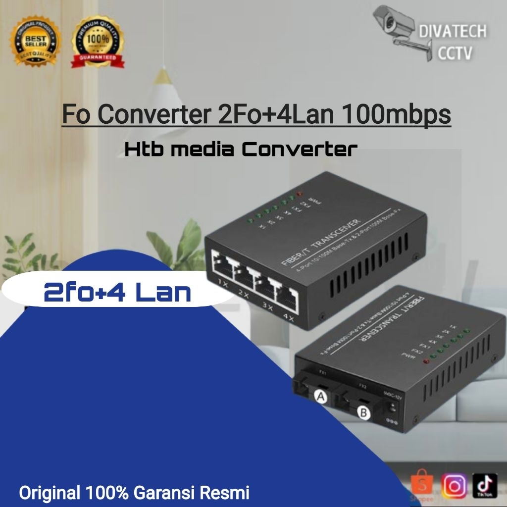 Jual HTB Poe 2 FO + 4 LAN 100MBPS MEDIA CONVERTER 2fo+4Lan | Shopee Indonesia