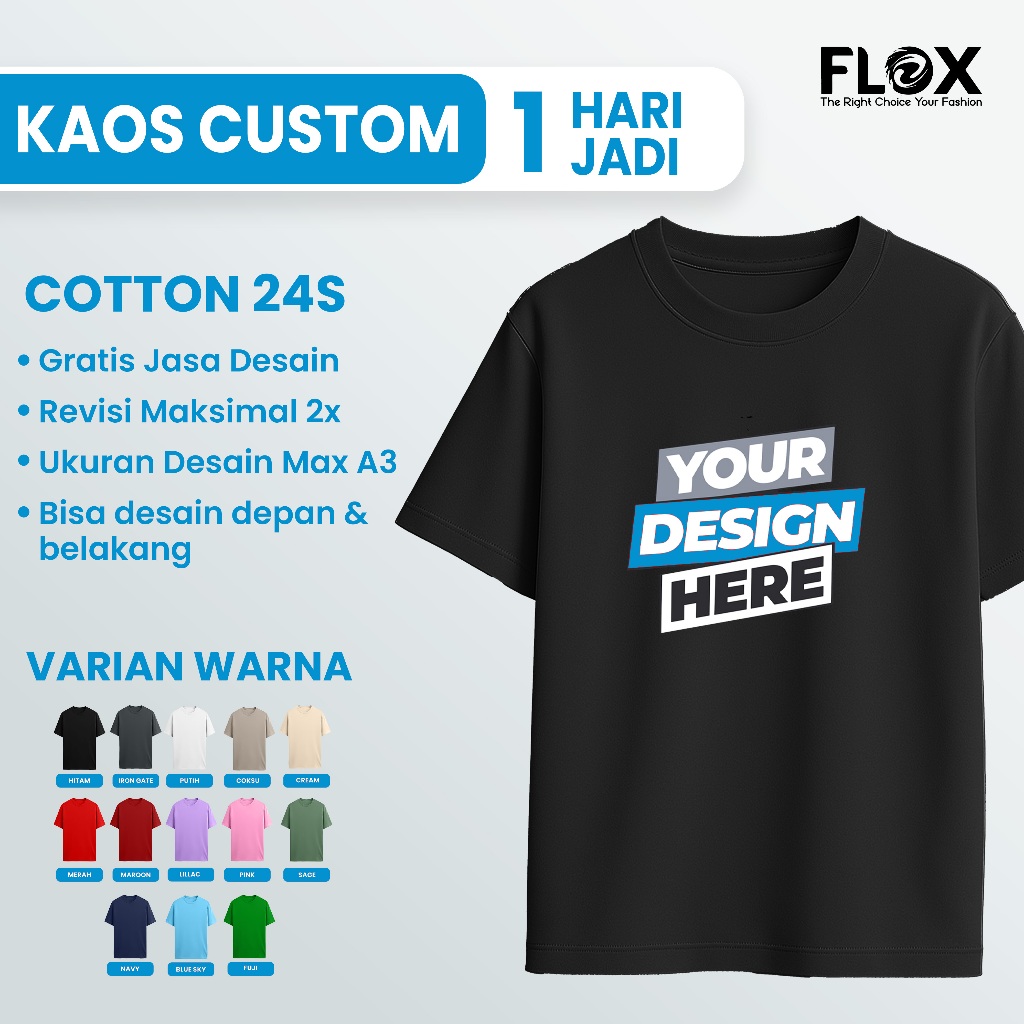 Jual FLOX Kaos Custom | Custom Baju Kaos | Sablon Kaos Desain Sendiri ...