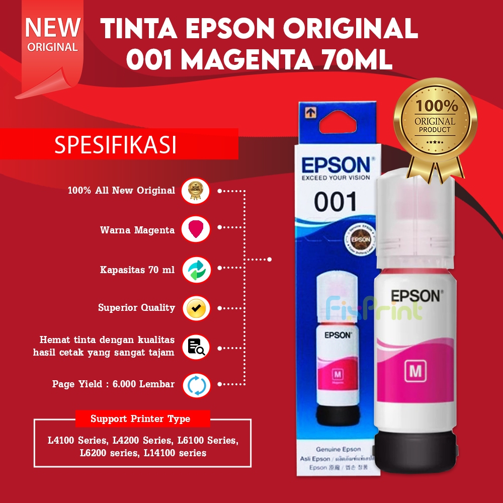 Jual Tinta Epson 001 CMYK Original 001 Box New L4150 L4160 L6160 L6170 L14150 Original Tinta 001 ...