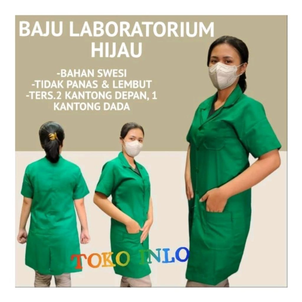 Jual Baju Laboratorium Warna HIJAU/Jas Laboratorium Warna HIJAU/Jas Lab ...