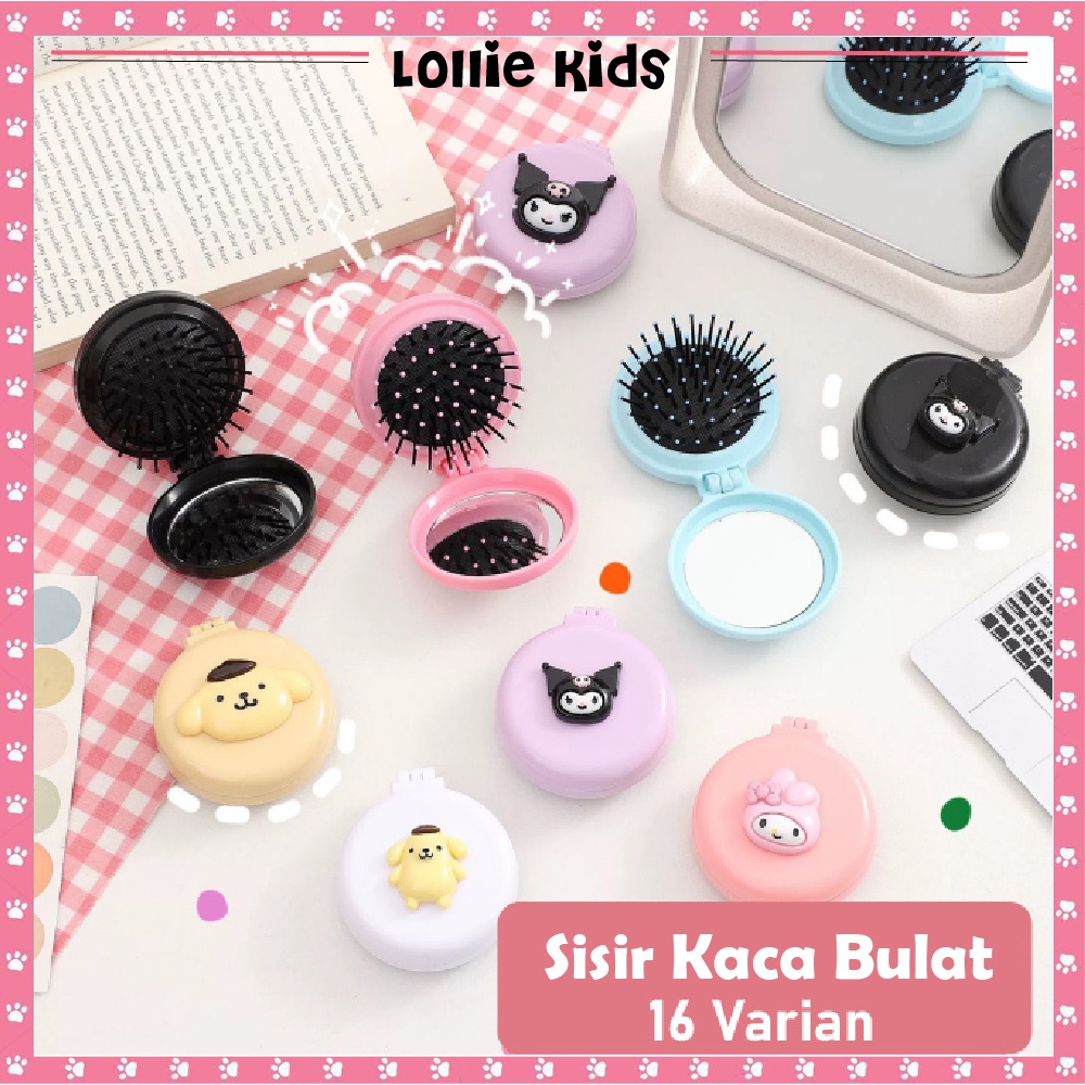 Jual 2IN1 SISIR BULAT SANRIO / SISIR KACA LIPAT DENGAN CERMIN COMPACT ...
