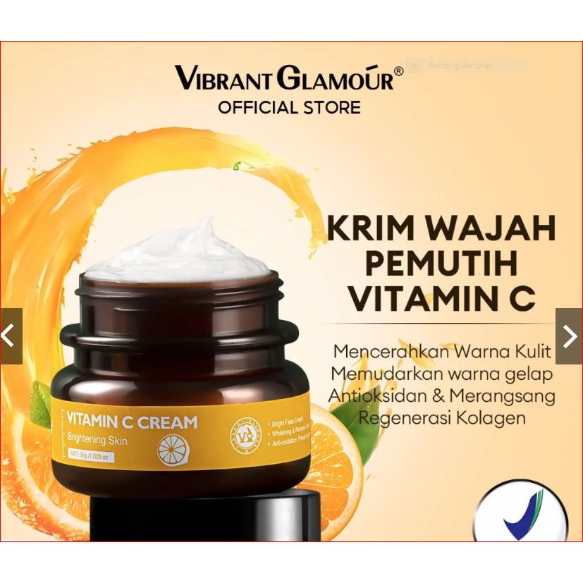 Jual VIBRANT GLAMOUR Vitamin C Cream 30g Krim Wajah Vitamin C Alam ...