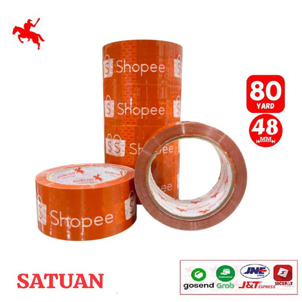 Jual Lakban Printing Oren Dan Putih Ksatria 80 Yard-48MM - Pcs | Shopee ...