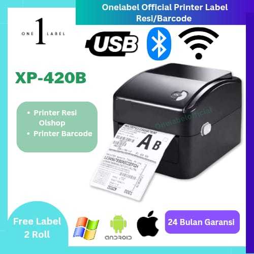Jual ONELABEL Printer Barcode Thermal Label XP-420B 110MM -A6 Usb / Usb ...