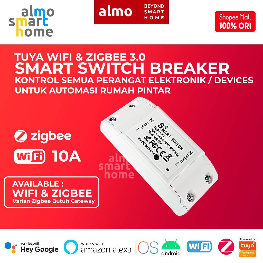 Jual ALMO Tuya Zigbee Wifi Smart Breaker Switch Home Automation Rumah Pintar IoT | Shopee Indonesia