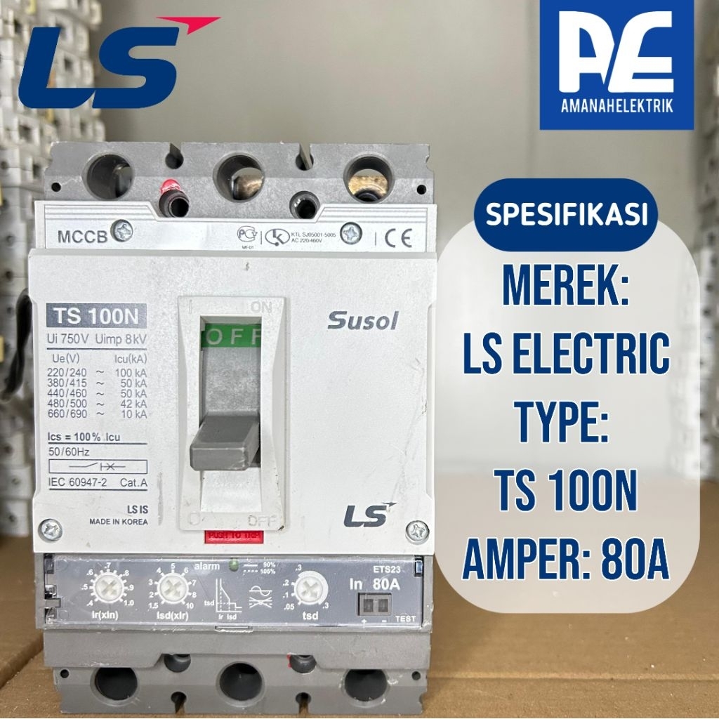 Jual MCCB LS ELECTRIC TS 100N 3P 80A ORIGINAL | Shopee Indonesia