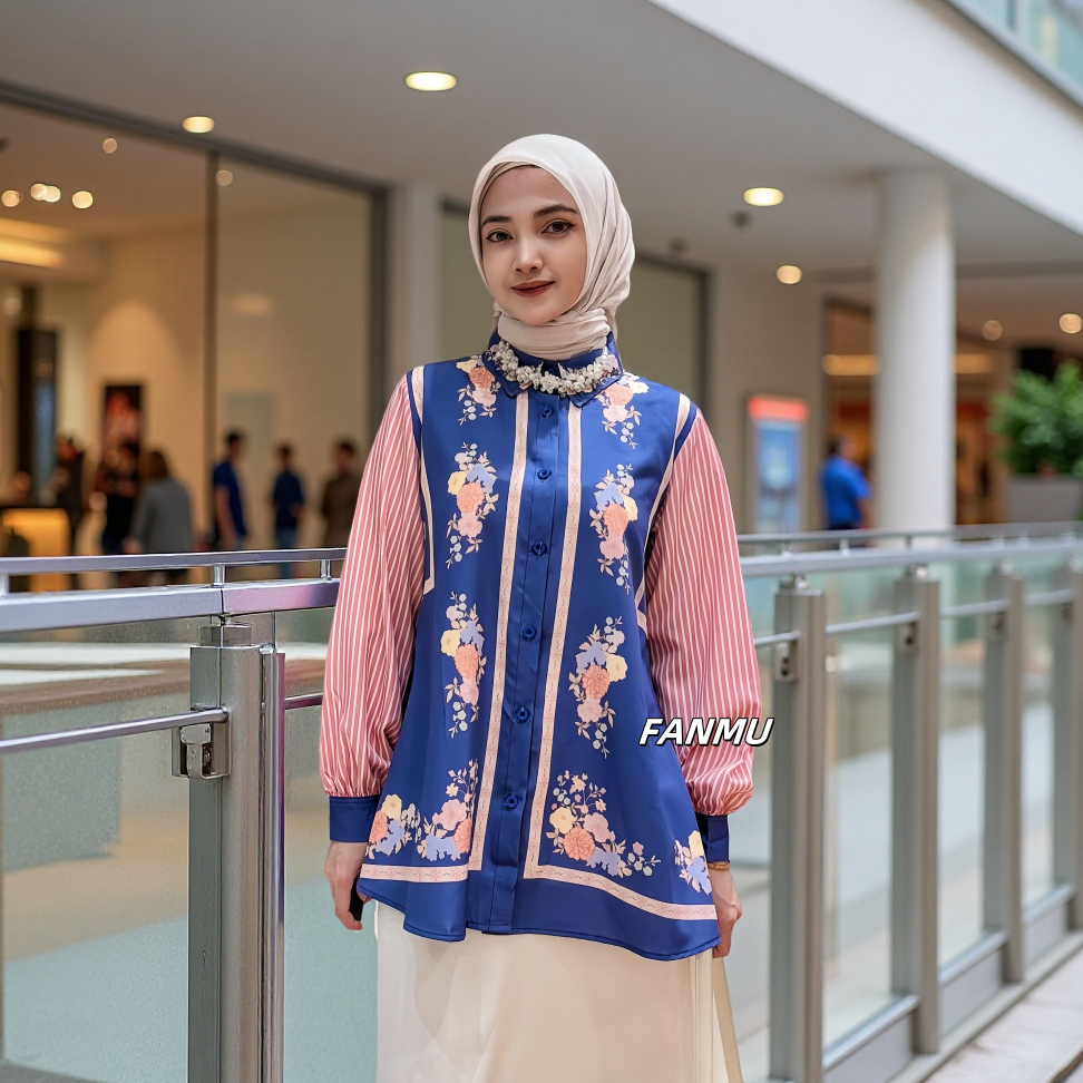 Jual FANMU Kemeja Batik Wanita| Kemeja Motif Kekinian Wanita | Shopee Indonesia