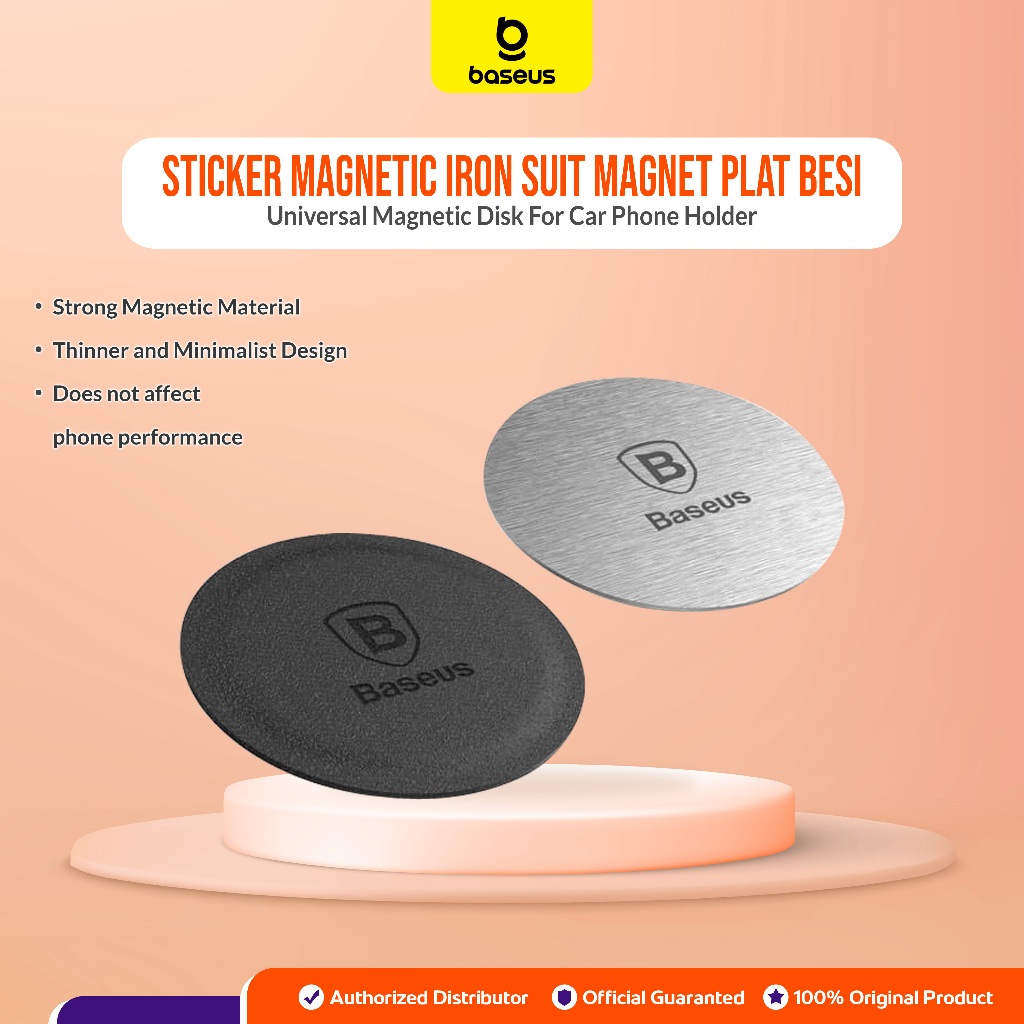 Jual BASEUS ORIGINAL Sticker Magnetic Iron Suit Magnet Plat Besi Holder ...