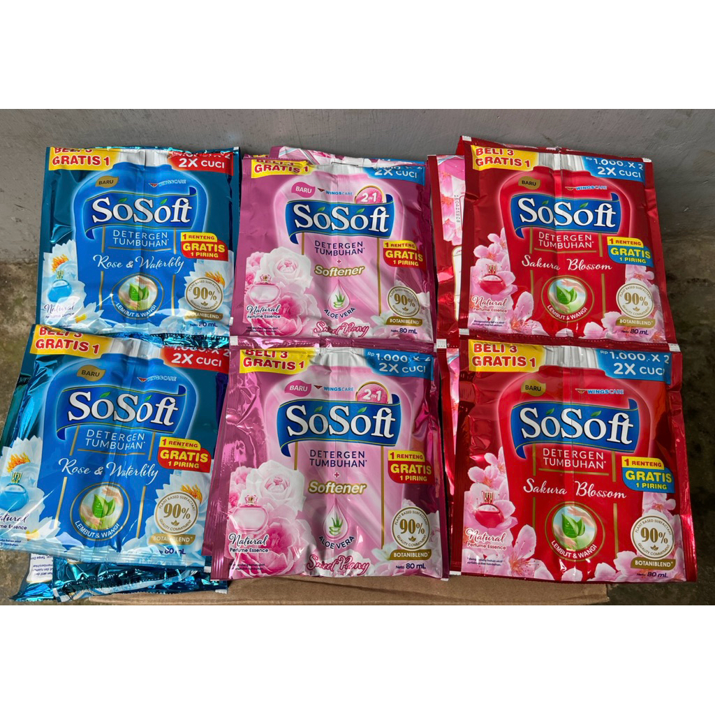 Jual So Soft Detergen Cair Sachet 16 PCS (tanpa piring) Ready Stokk ...