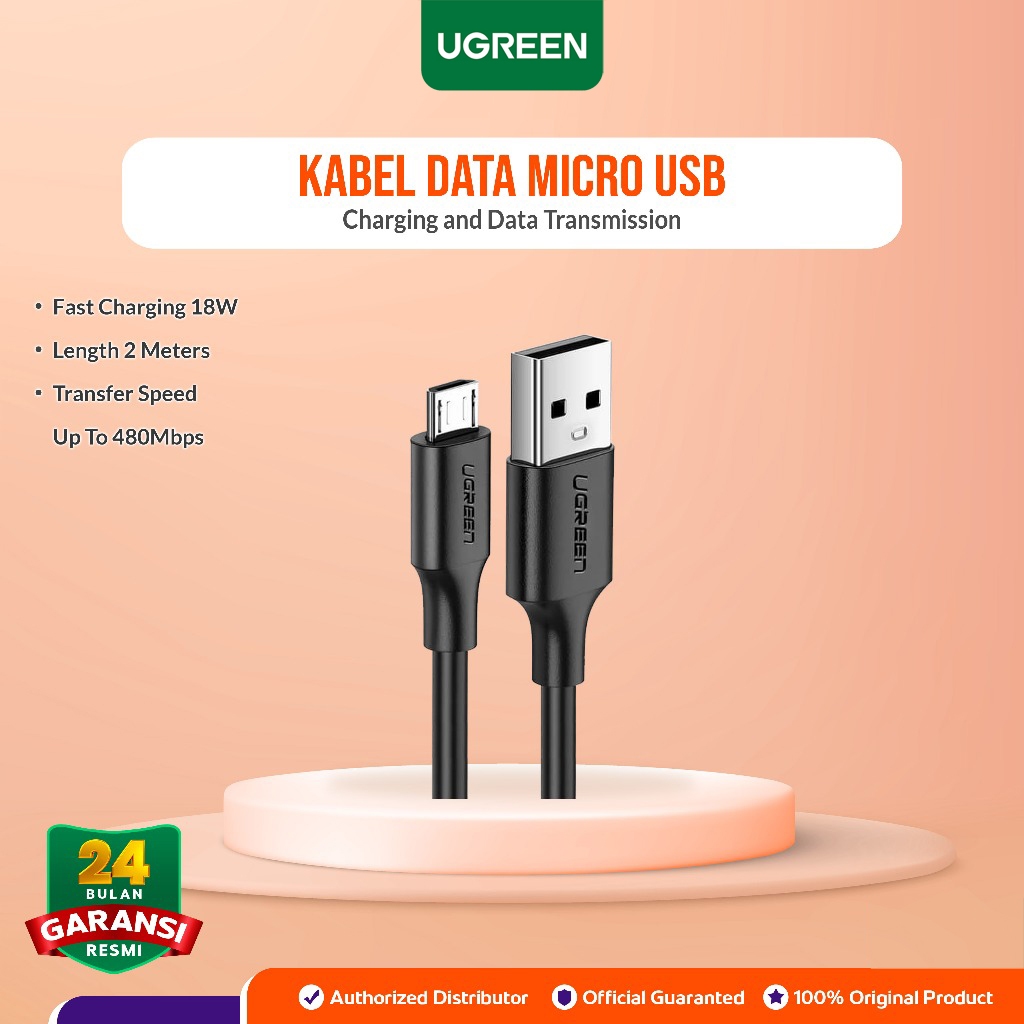 Jual UGREEN Kabel Data USB to Micro USB 2.4A 2M 60138 Fast Charging ...