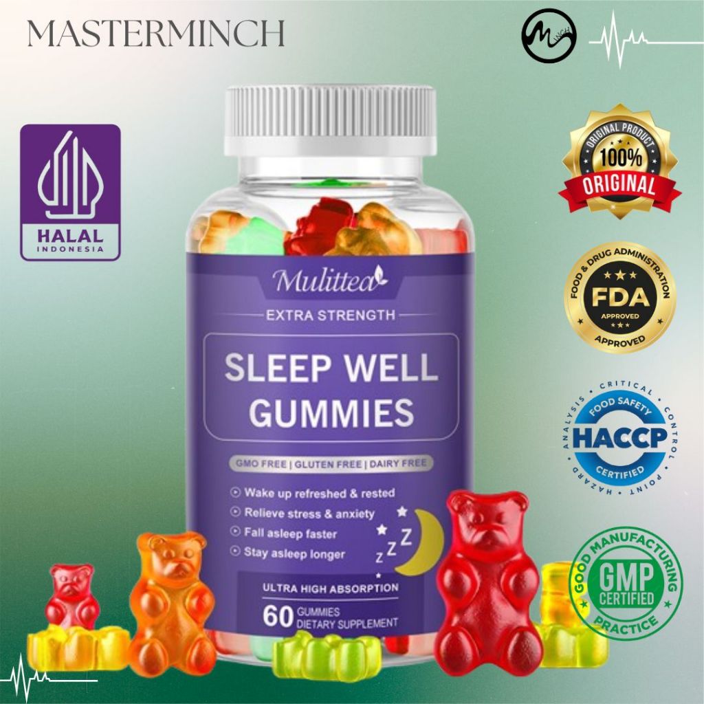 Jual Mulittea 60pcs USA Melatonin Gummies membantu tidur nyenyak ...