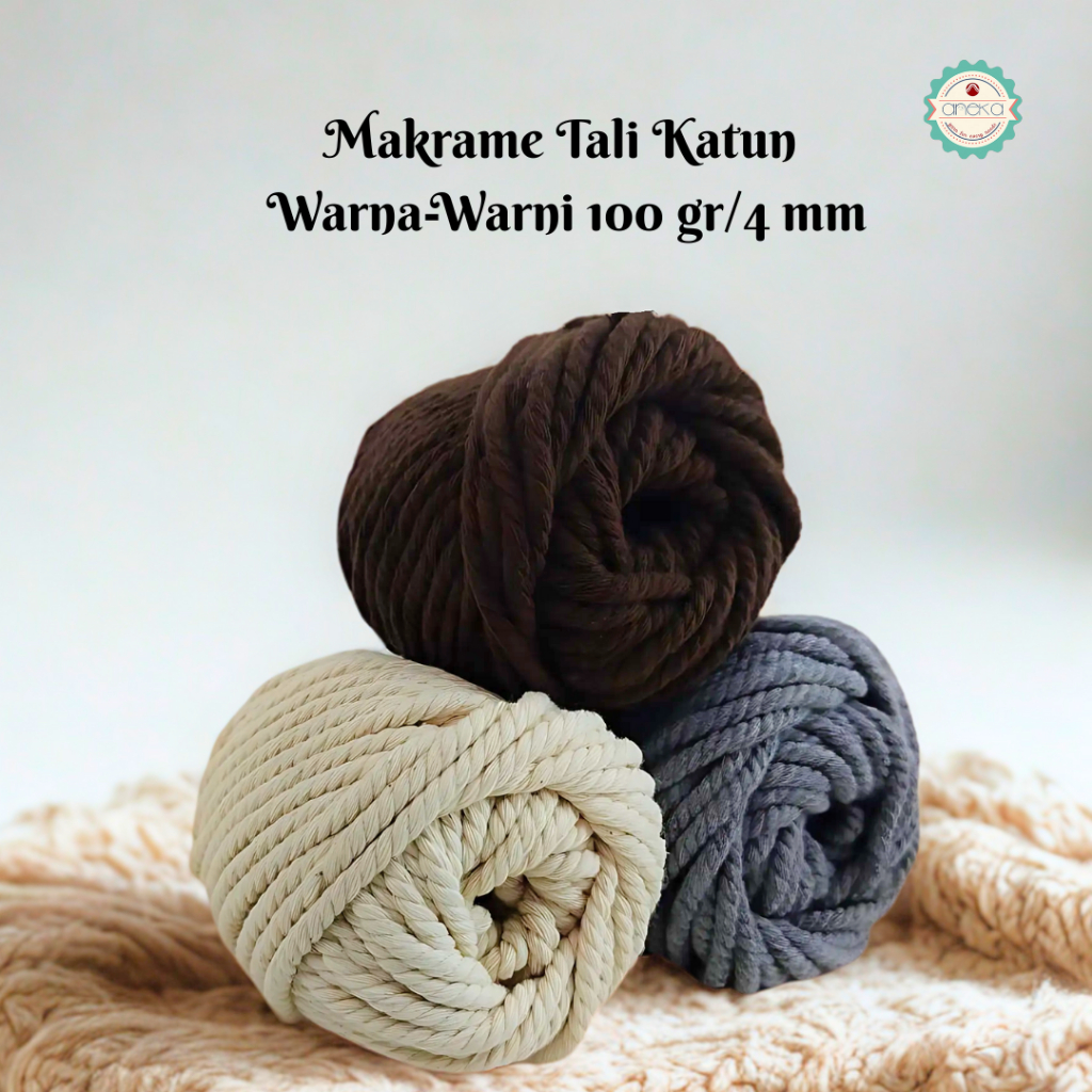 Jual KATALOG - [100gr - 4mm] Benang Tali Katun Makrame Warna / Macrame ...