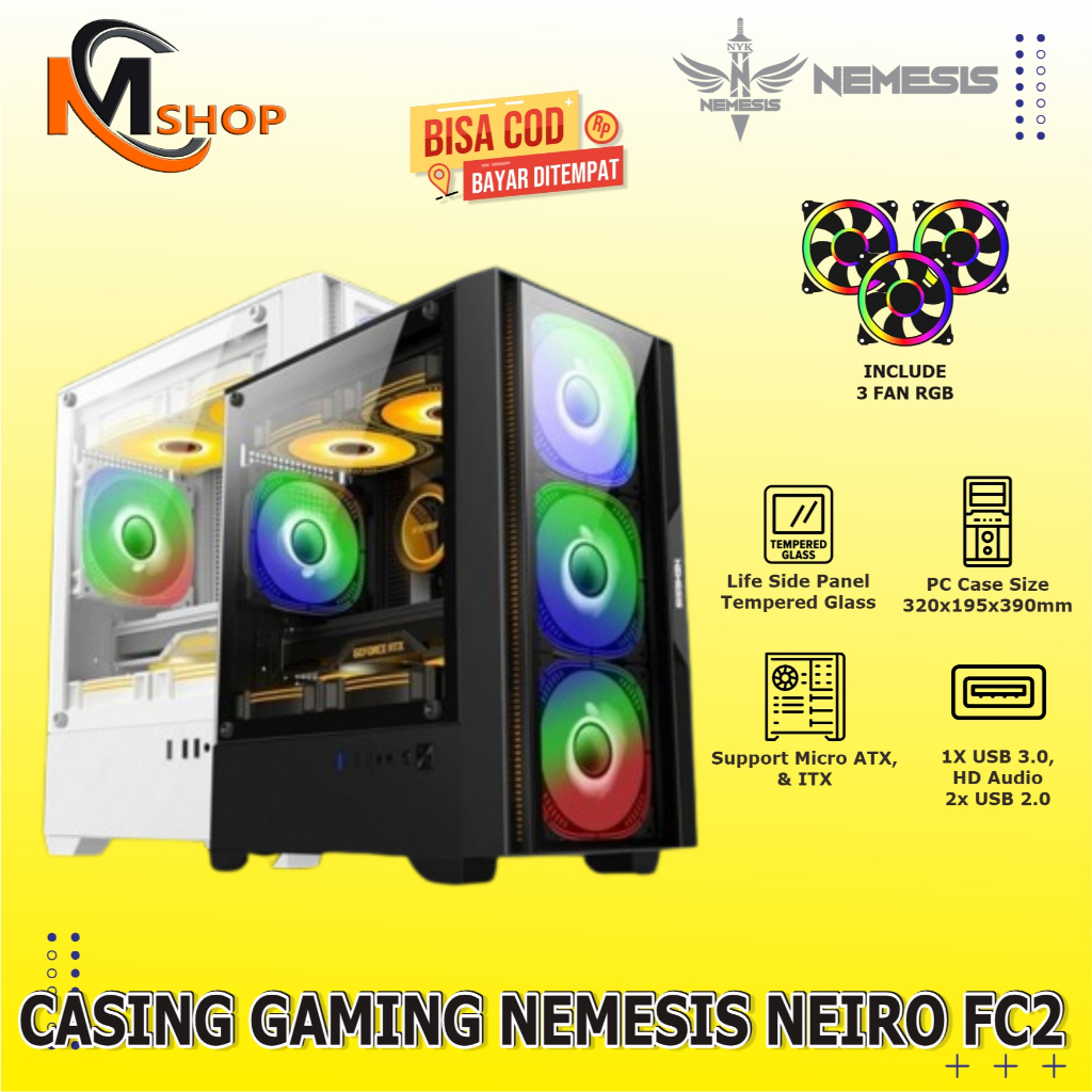 Jual Casing Case PC M-ATX ITX Nemesis NEIRO FC2 | Include 3 Fan RGB ...