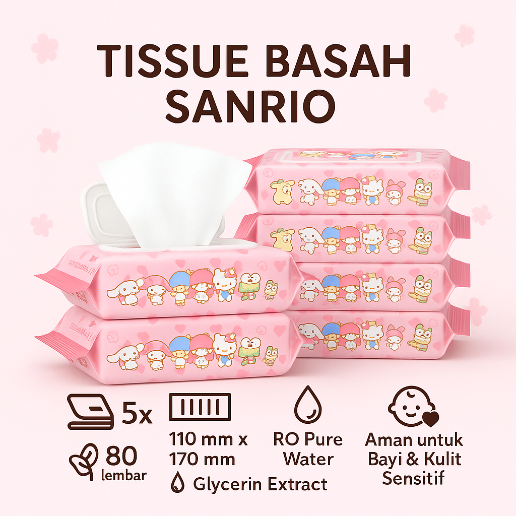 Jual [BUNDLE 5 PACK] Tissue Basah Sanrio Non Perfurmed | Shopee Indonesia