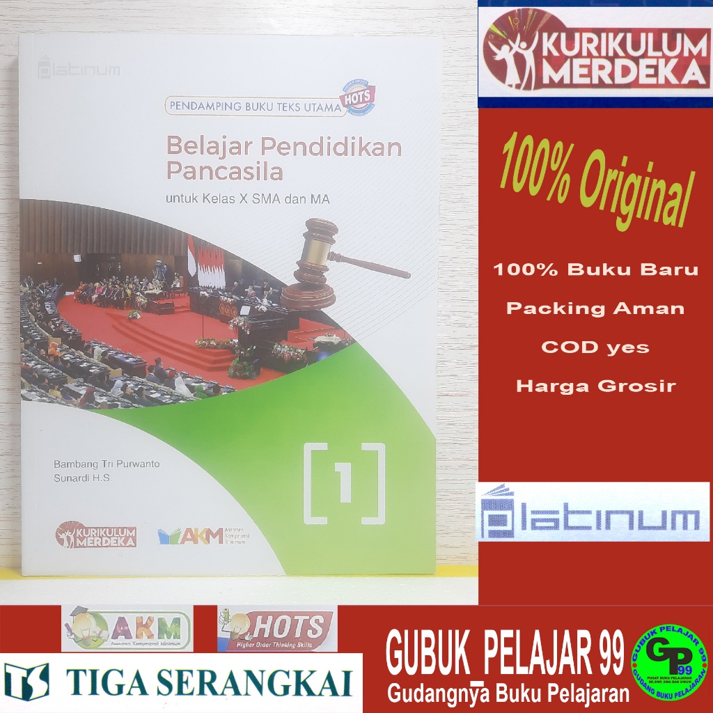 Jual Belajar PENDIDIKAN PANCASILA 1 Kelas 10/X SMA/MA Kurikulum Merdeka Platinum PT Tiga ...