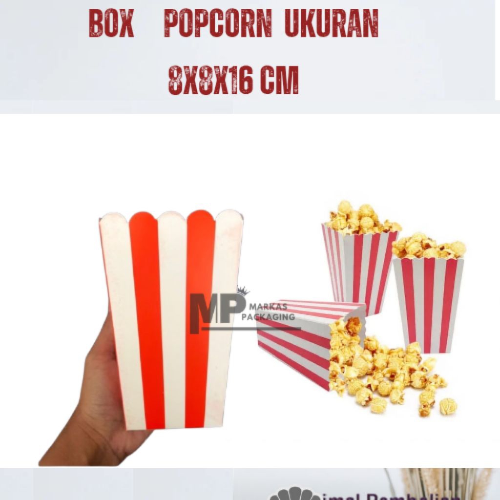 Jual Box Popcorn ukuran 8x8x16 cm/kotak popcorn | Shopee Indonesia