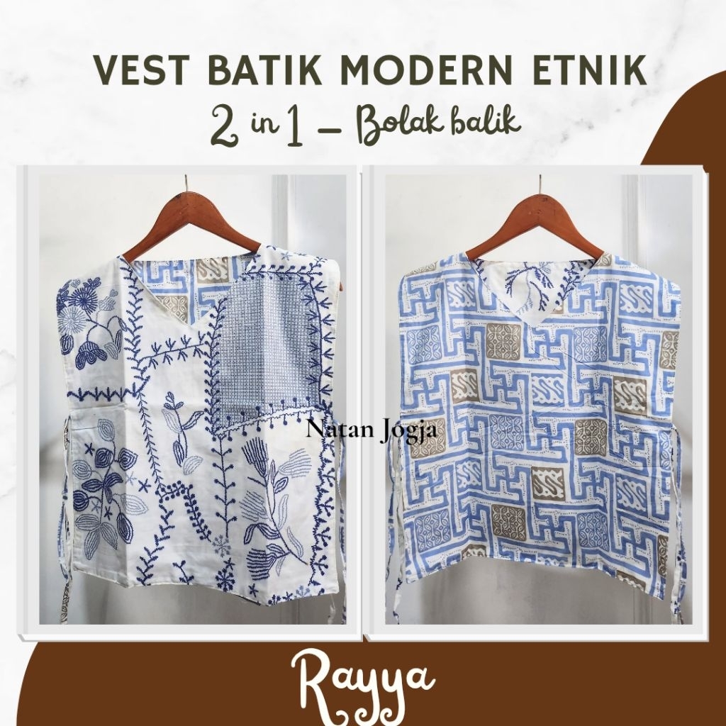 Jual VNJ02 | RAYYA Vest | Rompi / Vest Batik Bolak Balik Outer Wanita ...