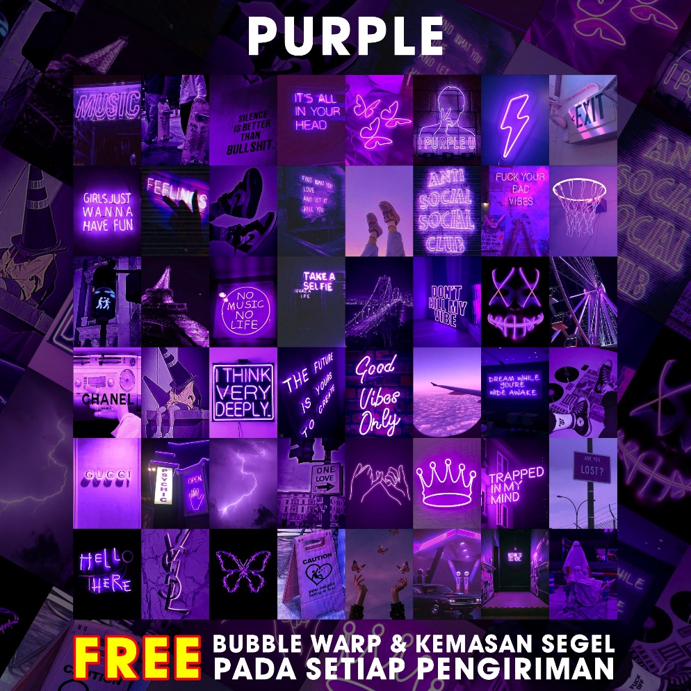 Jual Super deal Poster Dinding Aesthetic Bundle Purple Isi 4824 Poster ...