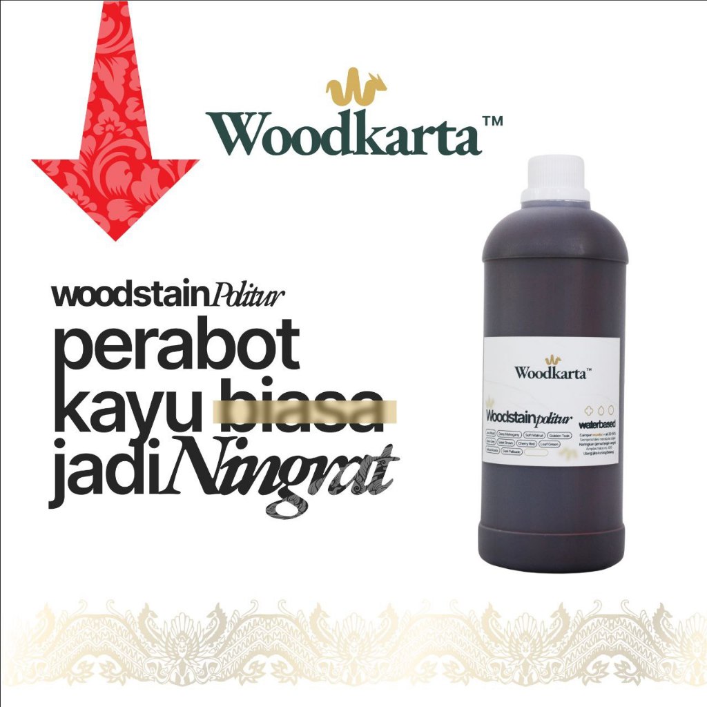 Jual Plitur politur Air Water-based Woodstain 1kg Woodkarta Premium cat ...