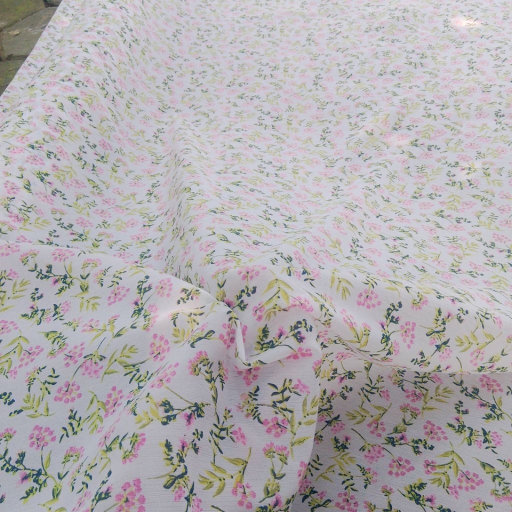 Jual kain sifon Yoryu motif bunga kecil - (JY) - kain sifon Korea ...