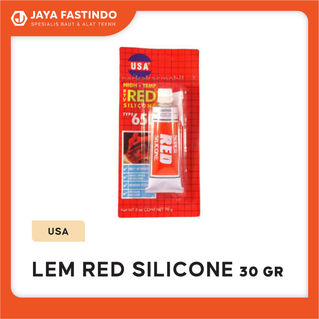 Jual [30GR] LEM RED SILICONE USA 30GR / LEM GASKET MERAH / AUTOSEALER ...