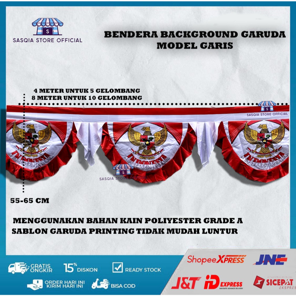 Jual BENDERA BACKGROUND GARUDA MODEL GARIS PANJANG 4 DAN 8 METER ...
