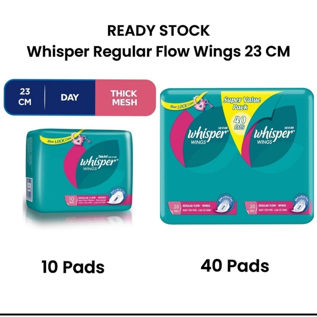 Jual Whisper Regular Flow With Wings 23 Cm 10 Pads (From SG) | Shopee ...