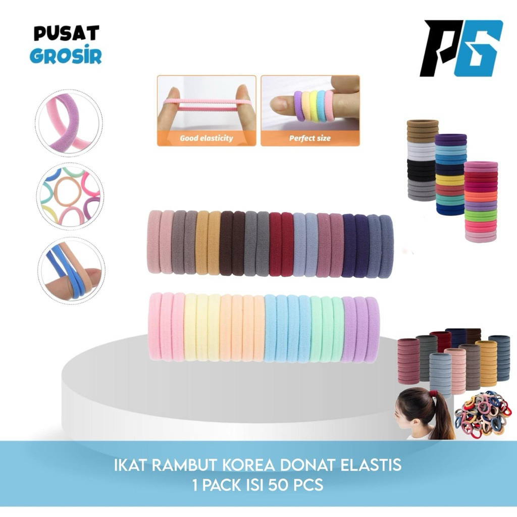 Jual ( KIR- 50pcs ) Kunciran Ikat Rambut Donat Hair Ties Korea Karet ...