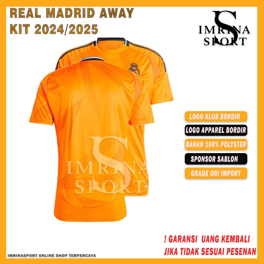 Jual JERSEY BOLA MADRID AWAY OREND 2024 2025 GRADE ORI - JERSEY MADRID 2024 2025 AWAY | Shopee ...