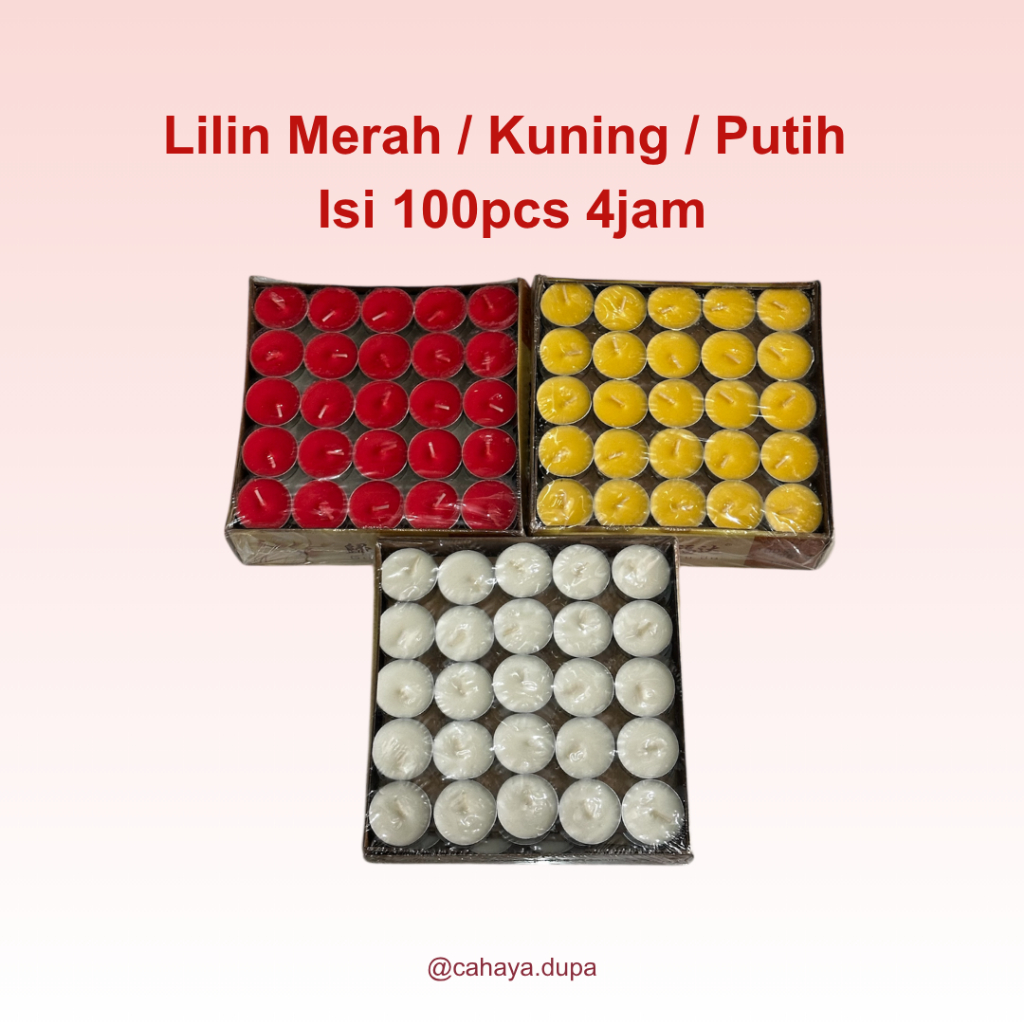Jual Lilin Merah / Kuning / Putih Isi 100pcs 4jam | Shopee Indonesia