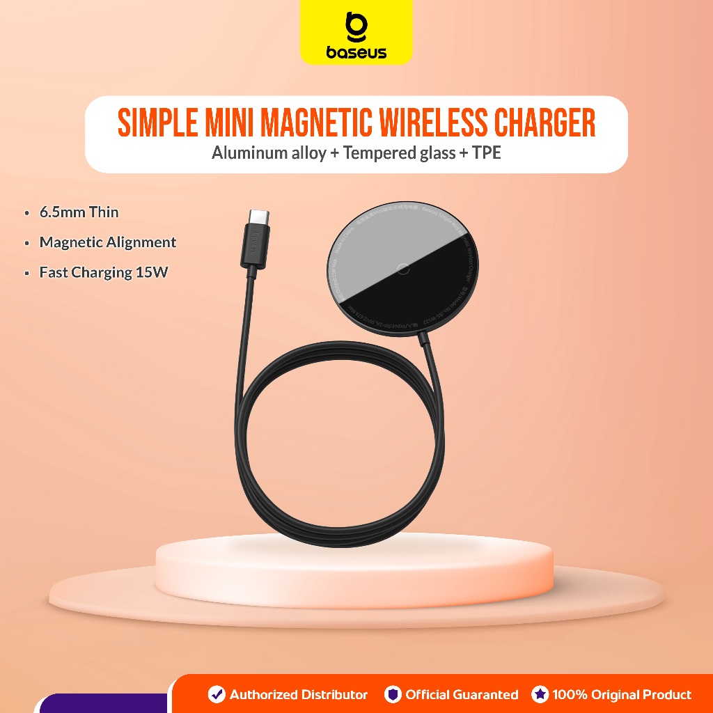 Jual Baseus Simple Mini Magnetic Wireless Charger 15W Apple iPhone 12 ...