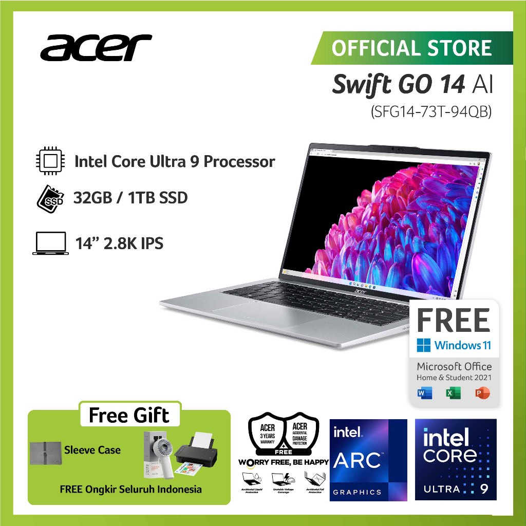 Jual (FREE PRINTER & HAND FAN) ACER LAPTOP SWIFT GO 14 WITH AI SFG14 ...