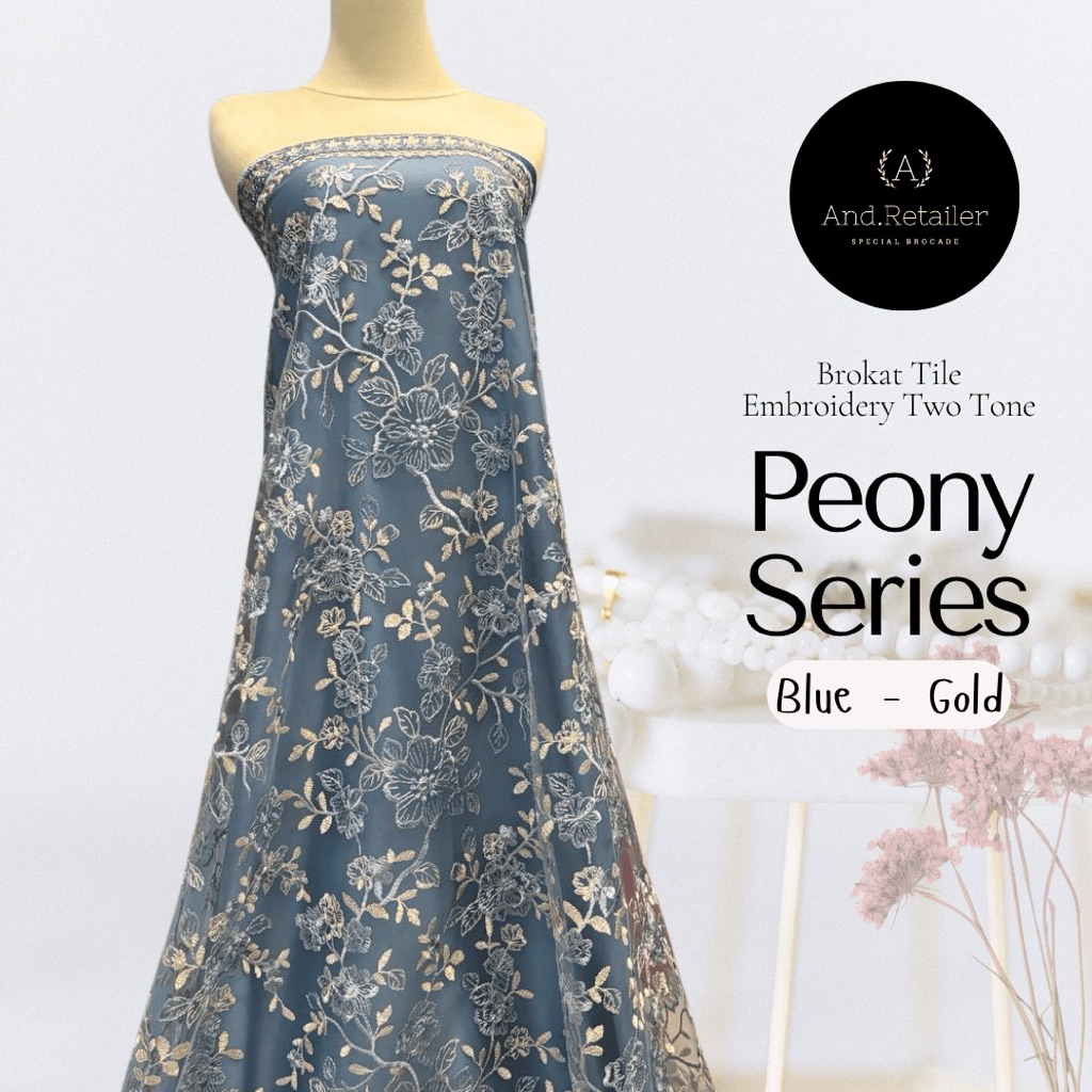 Jual Kain Kebaya Mewah Brokat Tile Peony Series Embroidery Bordir ...